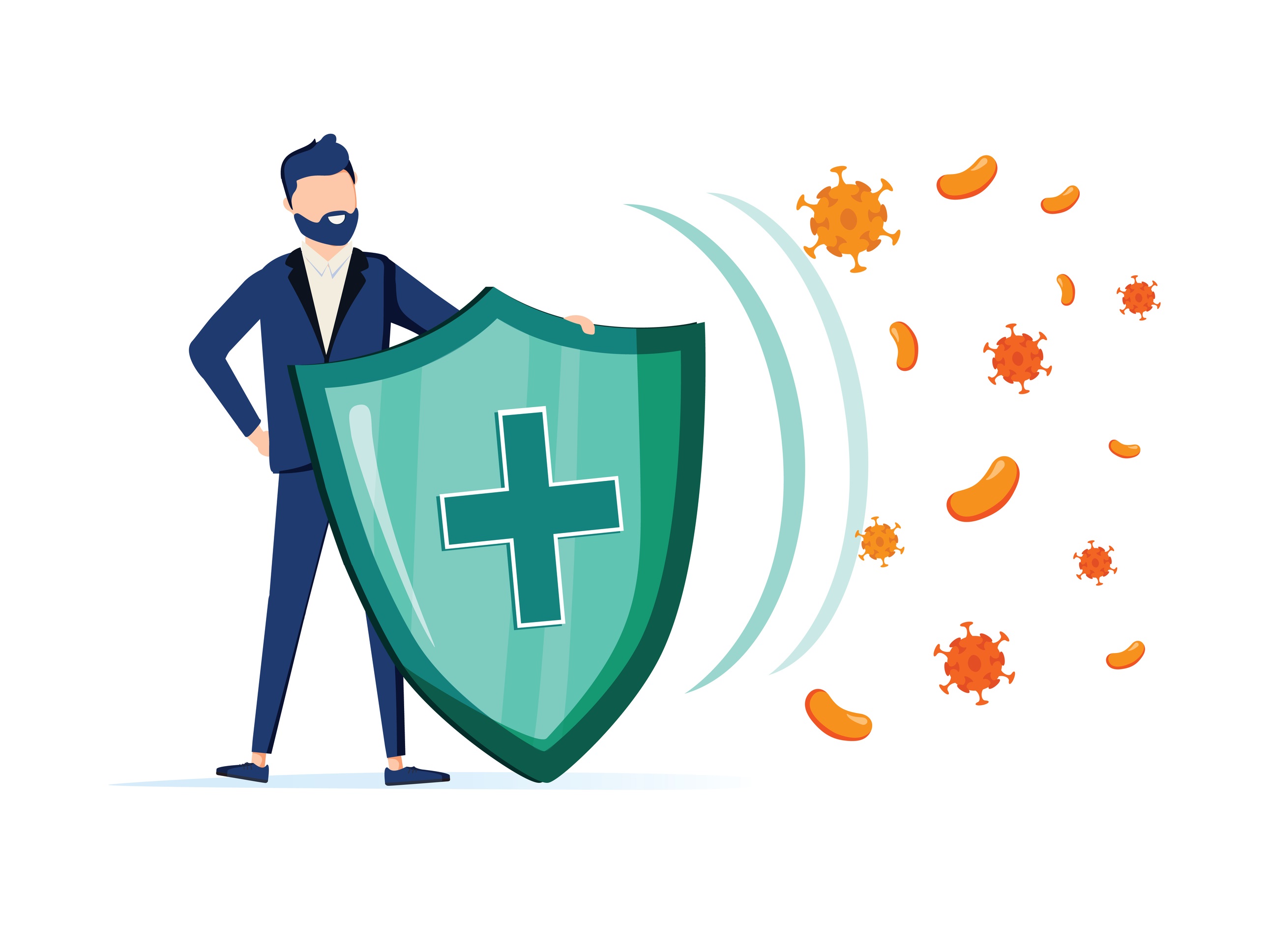 man holding immune shield - GrassrootsHealth